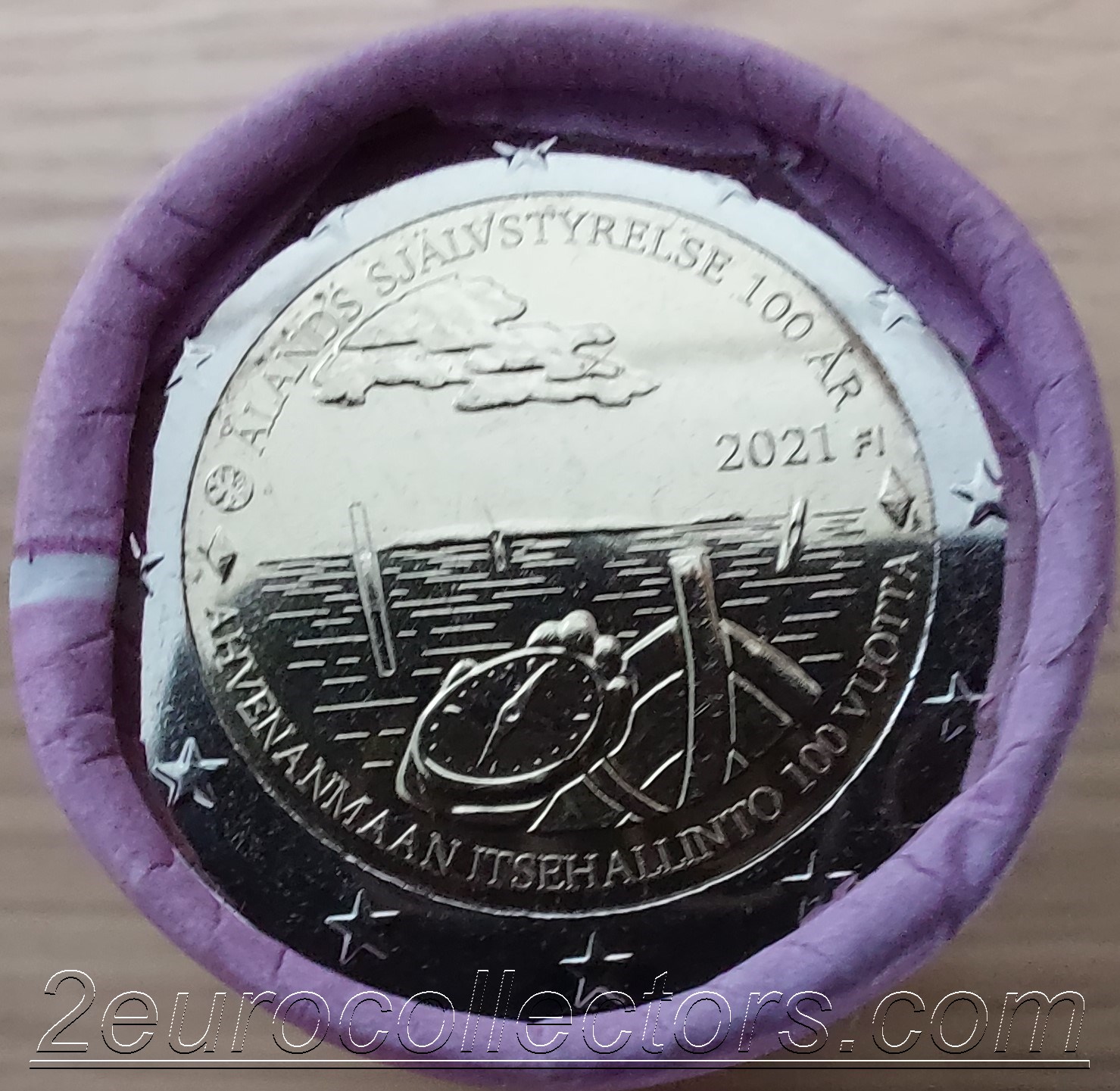 Soome 2021 RULL - Ahvenamaa saare omavalitsuse 100. aastapäev - 2 Euro ...